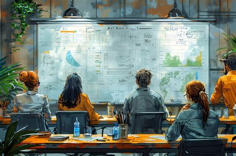 Collaborative Brainstorming Session In Meeting Room Stock Illustration Illustration Of