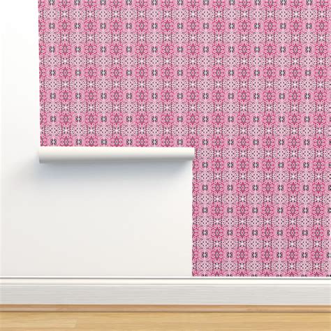 Rebirth Mono Pink Inverted Pattern Wallpaper Spoonflower