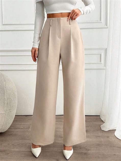 Shein Calças Femininas Elegantes Pretas De Cintura Alta Retas Com Detalhe De Cinto Shein Pt