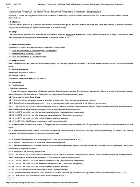 Notes Upgraded Validation Protocol For Hold Time Study Of Prepared Inoculum Suspension Pdf Notes Upgraded Validation Protocol For Hold Time Study Of Prepared Inoculum Suspension Pdf