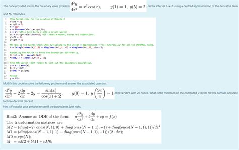 Solved Dạy The Code Provided Solves The Boundary Value