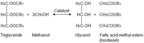 General Chemical Reaction Showing Transesterification Of Triglycerides