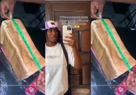 Lady Goes Viral As She Uses Sewing Tape To Equally Measure Bread To