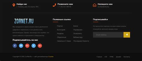 Адаптивный футер страницы на Html Css