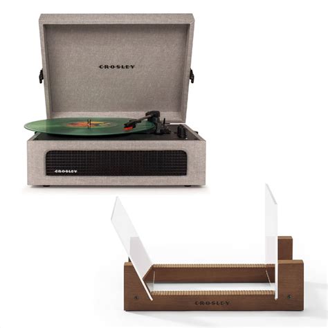 Crosley Voyager Bluetooth Portable Turntable Grey Bundled Crosley