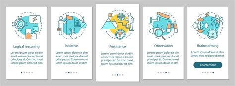Mental Skills Onboarding Mobile App Page Screen Vector Template Hr