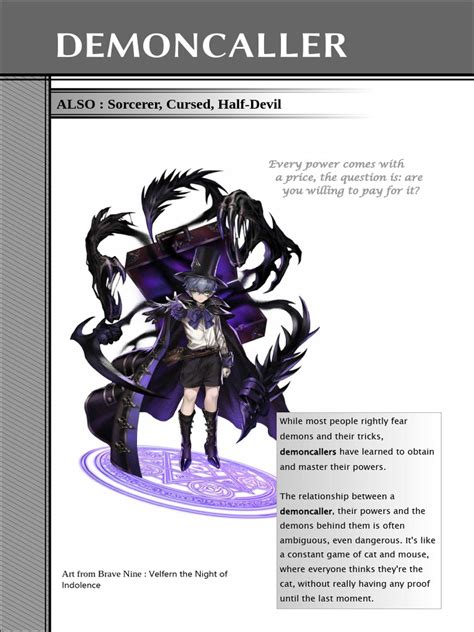 Demoncaller Class Overview In Fabula Ultima Pdf Anger