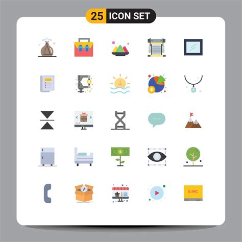 Mobile Interface Flat Color Set Of 25 Pictograms Of Interior Cpu Color Cooling Computer Editable