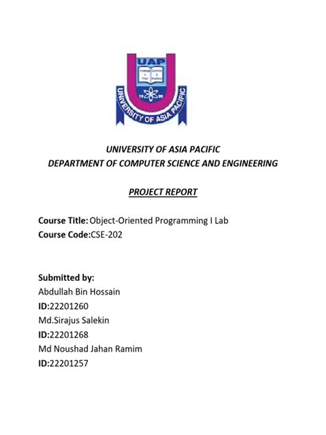 Project Report Cse 202 Pdf Constructor Object Oriented Programming
