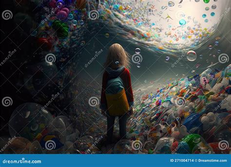 Plastic Bags And Garbage Floating In The Sea Or Ocean Concept Of Environmental Ocean And Water