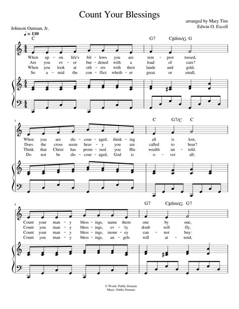Count Your Blessings Sheet Music With Chords For Piano Vocals Piano