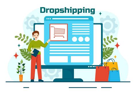 Dropshipping Business Vector Illustration With Businessman Open E