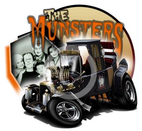 Vintage Hot Rod Art Munsters Koach Hot Rod Dragster Cartoon 9666bkg
