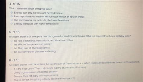 Solved 4 Of 15 Which Statement About Entropy Is False