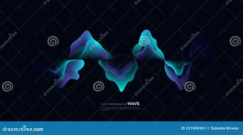Electromagnet Wave Vector Element With Abstract Colorful Lines Background Stock Vector