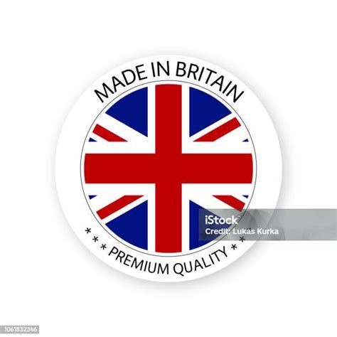 현대 벡터 영국에서 제작에 고립 된 흰색 배경 영국 색상 프리미엄 품질 스탬프 디자인 영국 국기와 함께 간단한 스티커 라벨 고급에 대한 스톡 벡터 아트 및 기타 이미지