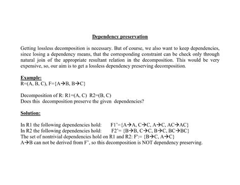 Dependency Preservation Dbms Studocu