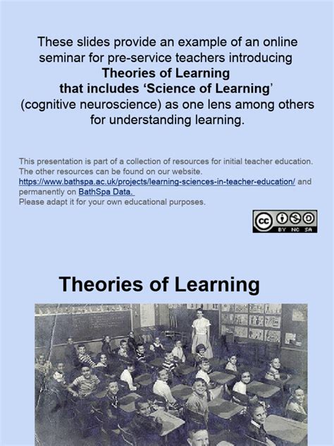 seminar on theories of learning that includes science of learning as a