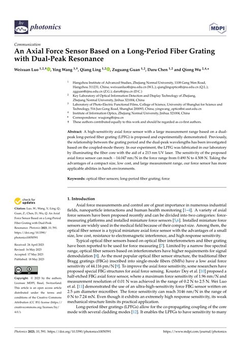 Pdf An Axial Force Sensor Based On A Long Period Fiber Grating With