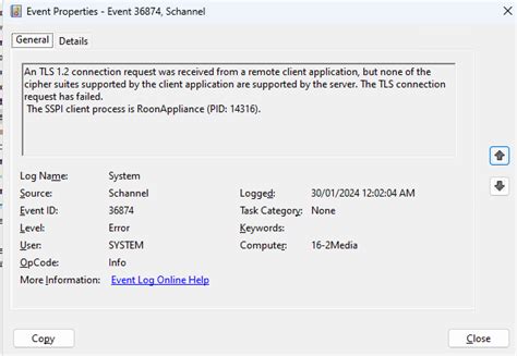 Error Message Tls 12 Connection Issue Causing Roon Dropouts Ref6pwrm6 Support Roon Labs