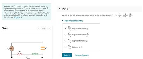 solved part b a series l r c circuit consisting of a voltage
