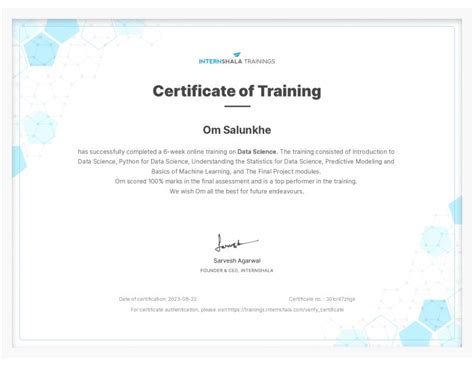 Om Salunkhe On Linkedin Internshala Datascience Python