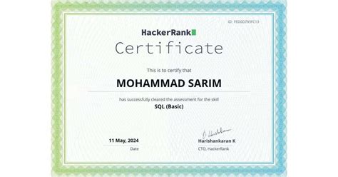 Hackerrank Skill Certificate Mohammad Sarim