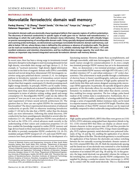 pdf nonvolatile ferroelectric domain wall memory