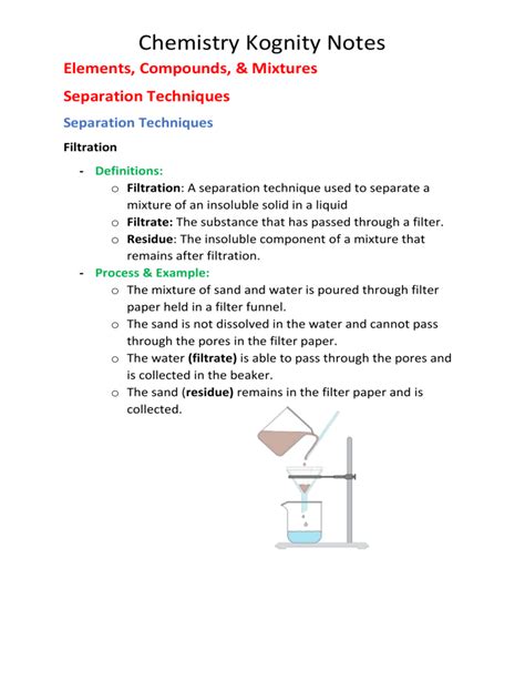 Chemistry Notes Separation Techniques And States Of Matter