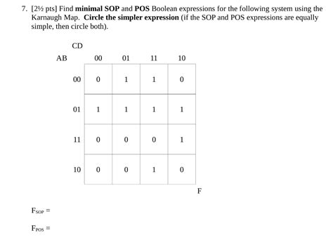 Solved 7 2 Pts Find Minimal Sop And Pos Boolean