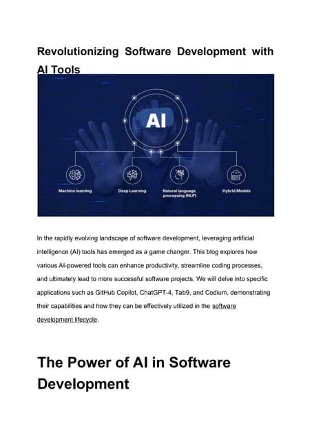 Revolutionizing Software Development With Ai Toolsppt