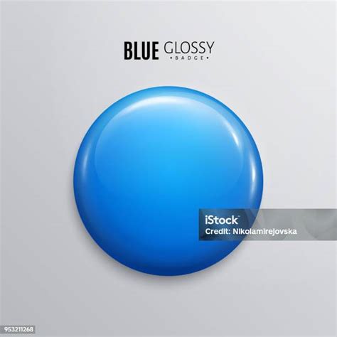 빈 블루 광택 배지 또는 단추입니다 3d 렌더링입니다 둥근 플라스틱 핀 엠 블 럼 자원 봉사 레이블입니다 파란색에 대한 스톡 벡터 아트 및 기타 이미지 Istock