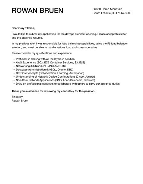 Devops Architect Cover Letter Velvet Jobs