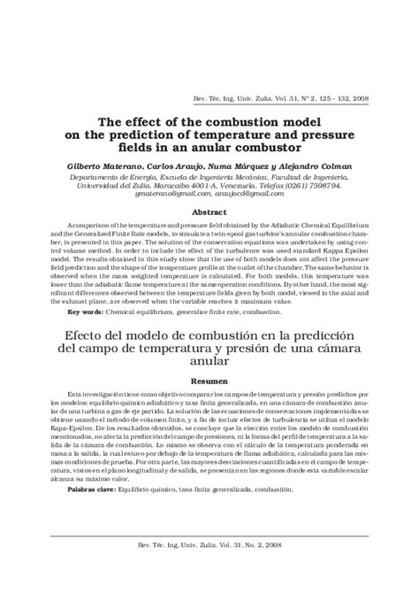 Pdf The Effect Of The Combustion Model On The Prediction Of Temperature And Pressure Fields In