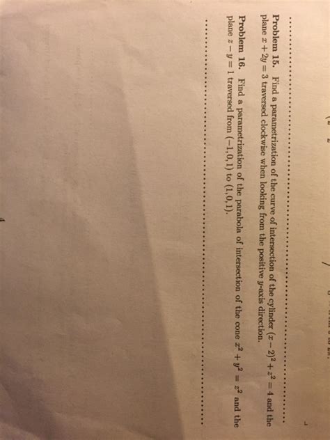 solved find a parameterization of the curve of intersection