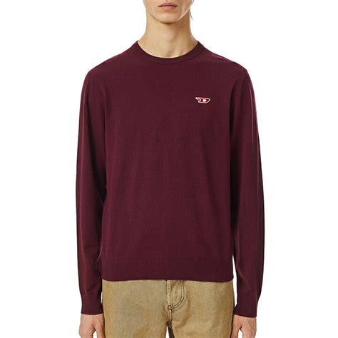 【楽天市場】 Diesel ディーゼル メンズ ワンポイント刺繍ロゴパッチ ストレッチウール プルオーバー 長袖ニットセーター【k Torrance】【サイズxs・s】【ボルドー】die M