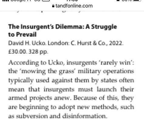 David H Ucko On Linkedin Great To See The Insurgents Dilemma