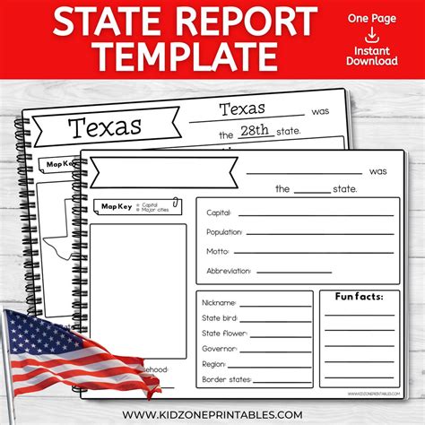 State Report Template Printable Worksheet Homeschool Teacher