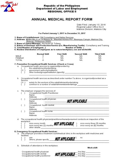 Annual Medical Report Form 2017 Pdf Occupational Safety And Health