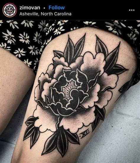 Peony Flower Tattoo Black And White