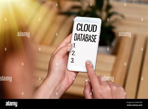 text sign showing cloud database business approach optimized or built for a virtualized