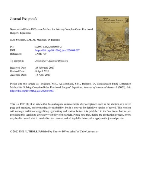 Pdf Nonstandard Finite Difference Method For Solving Complex Order Fractional Burgers Equations