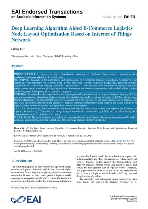 Pdf Deep Learning Algorithm Aided E Commerce Logistics Node Layout Optimization Based On