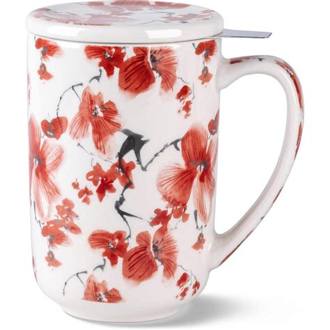 Amorarc Porcelain Tea Mug With Infuser And Lids 18 Oz Large Cup