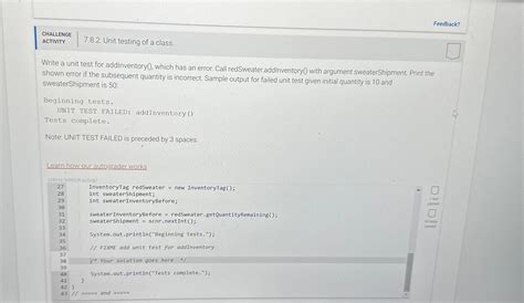 Solved Feedbackchallengeactivity782 Unit Testing Of A