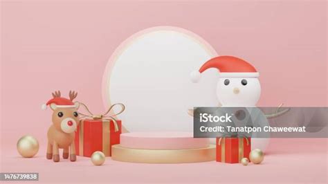 메리 크리스마스와 새해 복 많이 받으세요 개념으로 제품 및 화장품 프레젠테이션을 위한 3d 디스플레이 연단 현대 기하학 모형 및