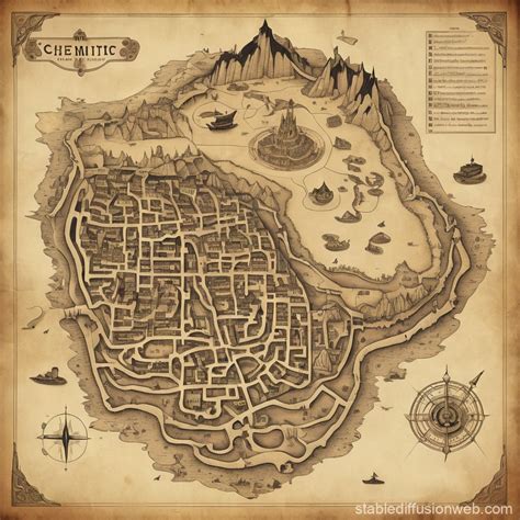 Ancient Map With Dragon Stable Diffusion Online