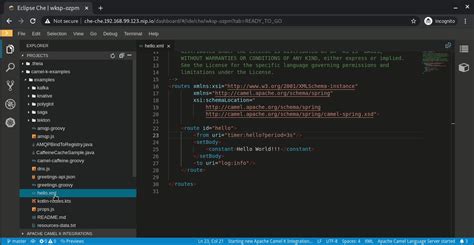 Apache Camel K Development Inside Eclipse Che Iteration 1 Red Hat Developer