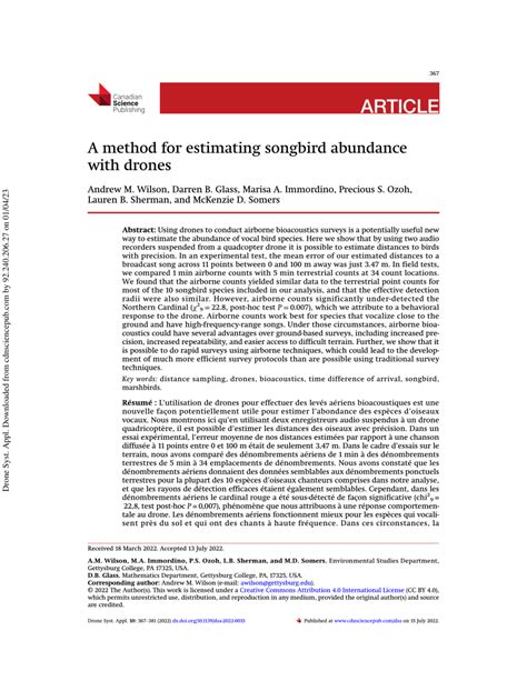 Pdf A Method For Estimating Songbird Abundance With Drones