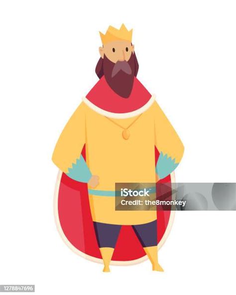 중세 시대의 중세 왕국 캐릭터 역사적 기간 벡터 일러스트 일러스트 왕관과 왕실 가운을 가진 왕 가정 생활에 대한 스톡 벡터 아트 및 기타 이미지 Istock